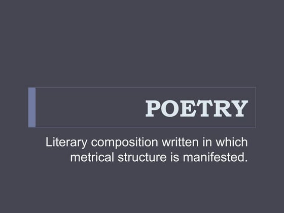 Form and Structure in Poetry | PPT