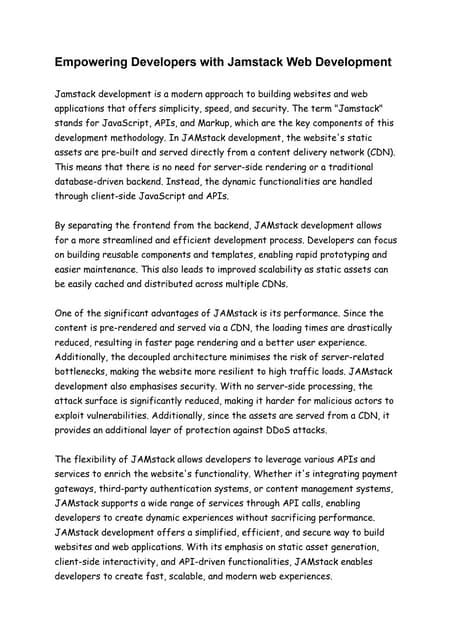 Hire Jamstack Developer Pdf