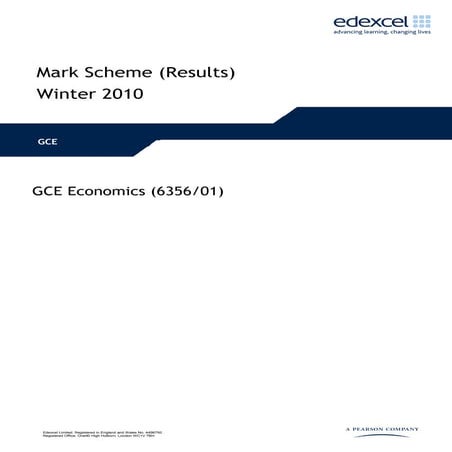 Unit 4 - Jan 2010 Mark Scheme | PDF