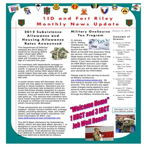 Jan 2012 1 ID Fort Riley Monthly Newsletter | PDF