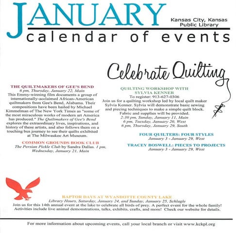 January Calendar of Events for KCK Public Library | PDF