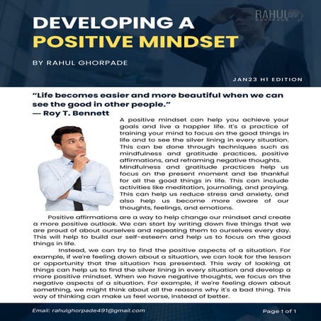 Developing a positive mindset | PDF | Mental Health | Diseases and ...
