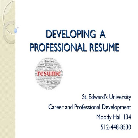 Jan 23 revised ppt resume workshop | PPT