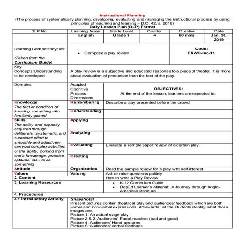 4 a's semi detailed lesson plan in english for grade 7