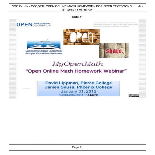 CCCOER Open Online Math Homework and Open Textbooks | PDF