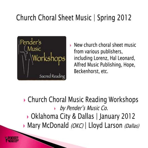 Church Choir Sheet Music | Spring Selections 2012 | PPTX