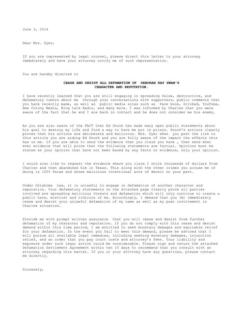 Ed Snook with the US Observer threatens to put a Deborah Swan in prison because Deborah filed a ...