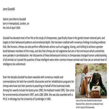 Jane goodall powerpoint slide | PPTX | Science