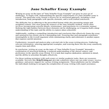 Jane Schaffer Essay Example. 5 Paragraph Jane Schaffer Essay Outline | PDF