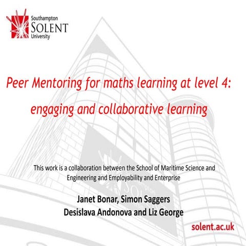 3.6 Peer mentoring for maths learning at level 4: engaging and ...