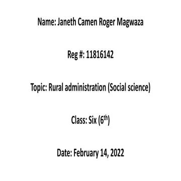 RURAL ADMINISTRATION | PPTX