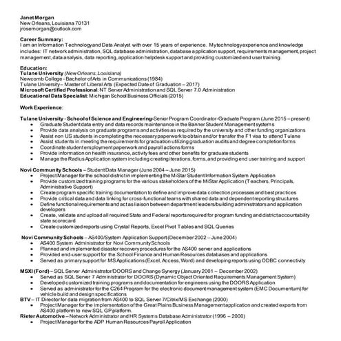 Janet Morgan Resume | DOCX