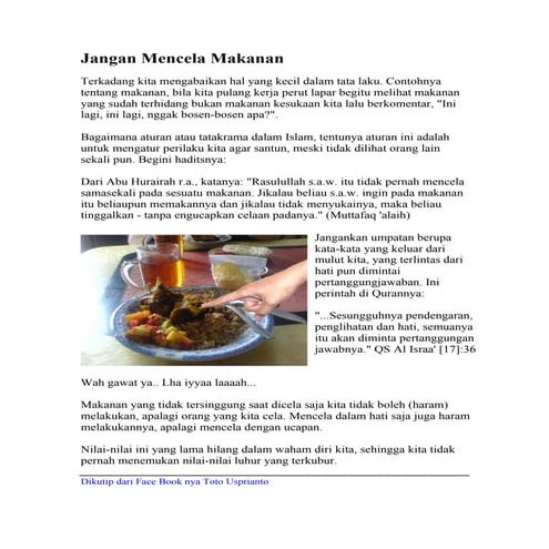 Jangan Mencela Makanan! | PDF