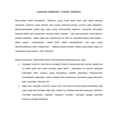 Jangan merasa tidak mampu | PDF