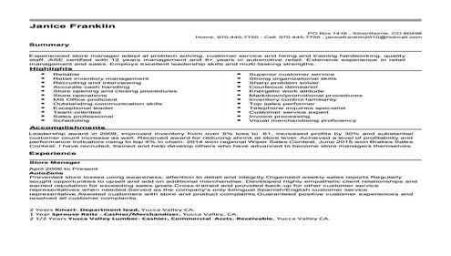 Kmart Sales Associate Resume