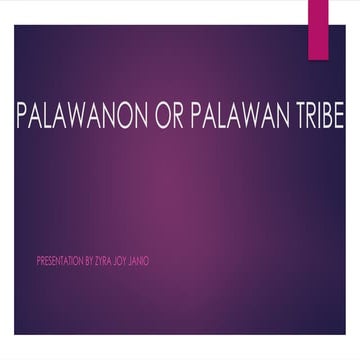 Palawanon Tribe - Traditions, Customs and Beliefs | PPTX