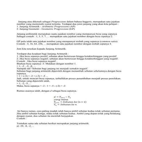 Janjang atau dikenali sebagai progressions | DOCX