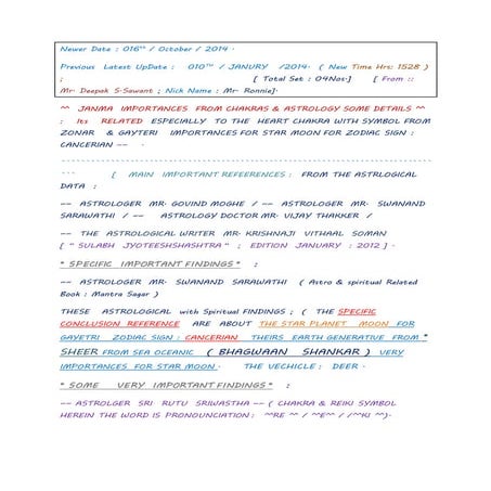 ^^ Janma importances ^^ from chakras & astrology some details ^^ | DOCX ...