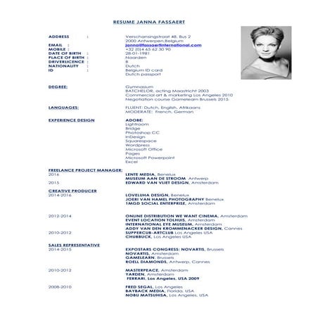 Janna fassaert cv16 | PDF