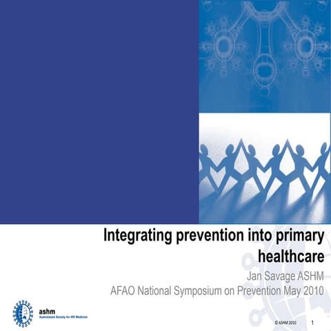 Integrating prevention into primary healthcare - Jan Savage | PPTX