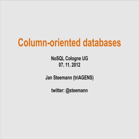 Introduction To Column Oriented Databases Pdf Databases Computer 9510