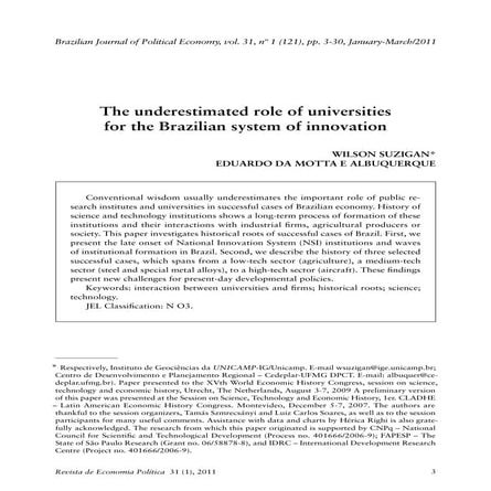 The Underestimated Role of Universities for the Brazilian System of ...