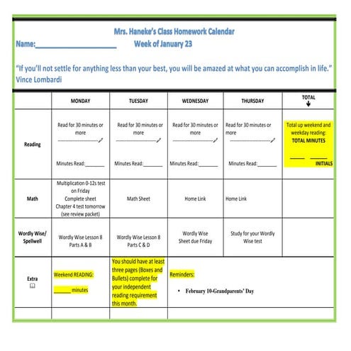 Reading log rubric | PDF