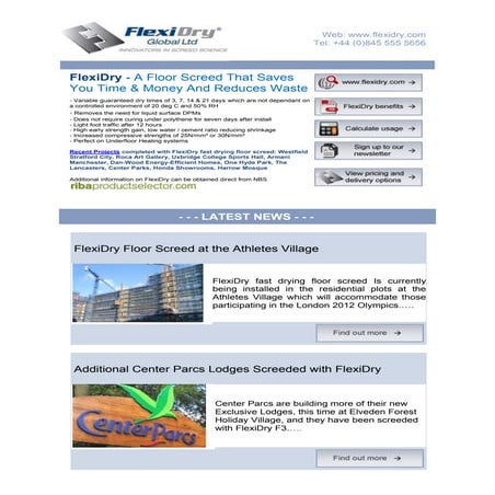 FlexiDry Fast Drying Floor Screed January eBulletin | PDF | Home Improvement | Home & Garden