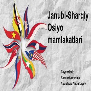 Janubi-Sharqiy Osiyo mamlakatlari prezentatsiyya | PDF