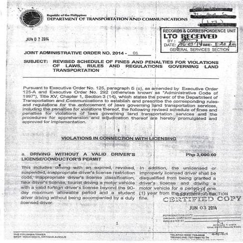 Revised Schedule Of Fines and Penalties For Violation Of Laws , Rules ...