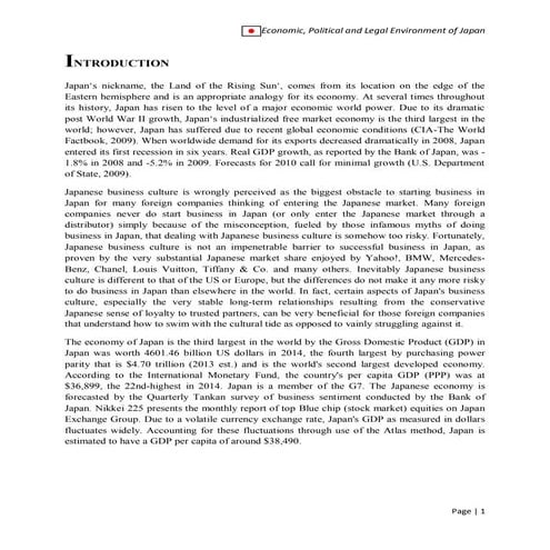 Economic, Political and Legal Environment of Japan | PDF