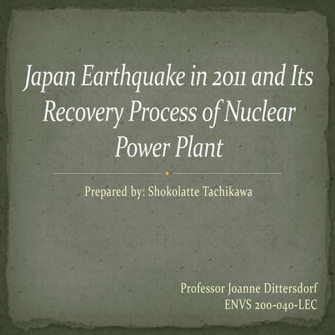 Japan earthquake in 2011 in class-shoko tachikawa | PPTX