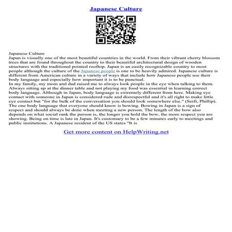 Japanese Culture Essay | PDF