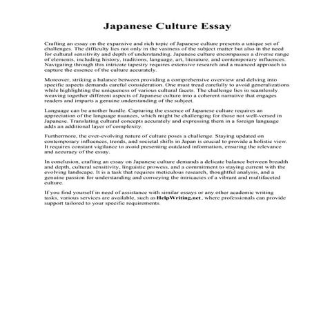 Japanese Culture Essay | PDF