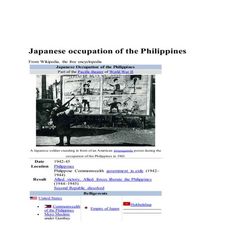The Japanese Occupation in the Philippines | PPTX