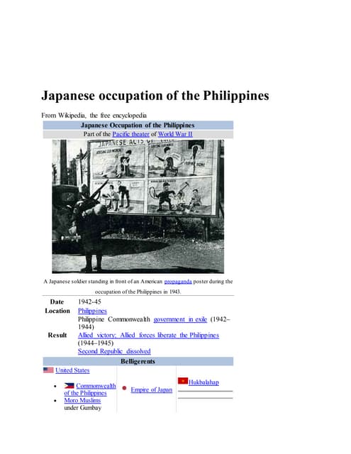 Philippines Under Puppet Government written report | DOCX