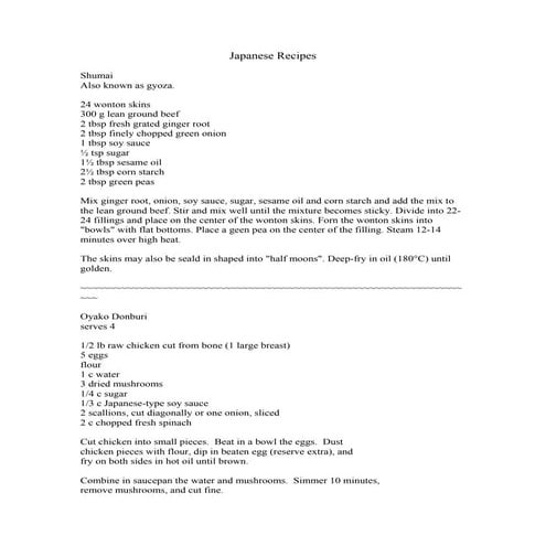 Japanese recipes 1 | PDF