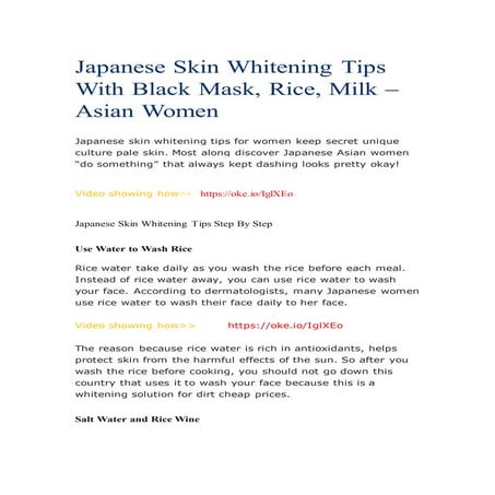 Japanese skin whitening tips | DOCX