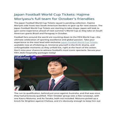 Japan Football World Cup Tickets: Hajime Moriyasu’s full team for ...