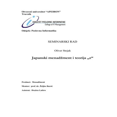 Japanski menadzment i teorija z ij | DOC