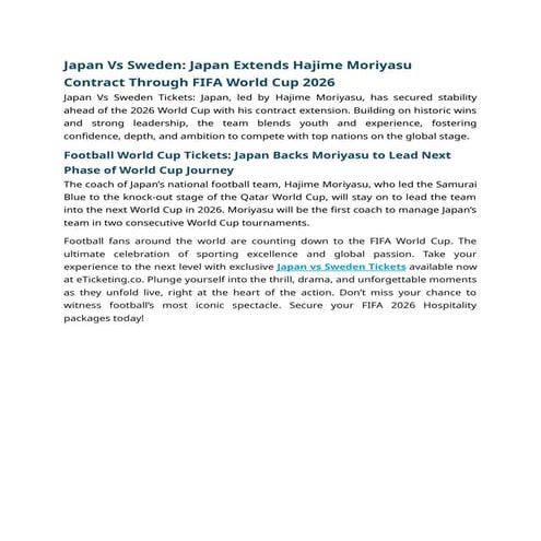 Japan Vs Sweden Japan Extends Hajime Moriyasu Contract Through FIFA ...
