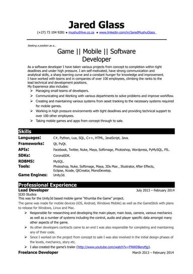 Jared glass cv | PDF