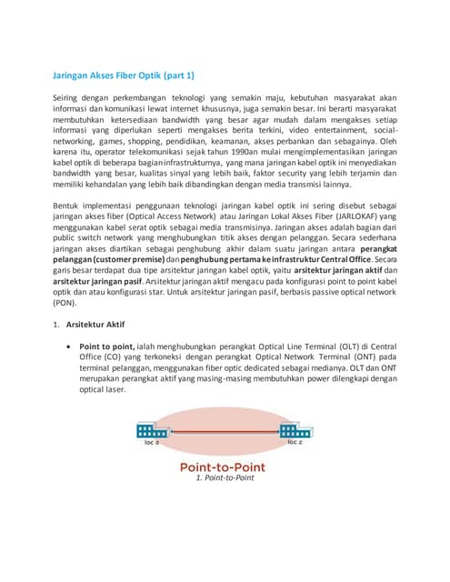Pengetahuan Dasar Jaringan FTTH / Fiber To The Home | PPT