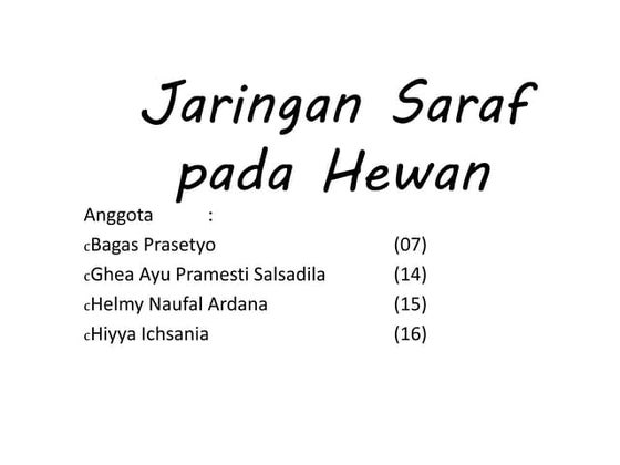 Jaringan saraf hewan (2) | PPT