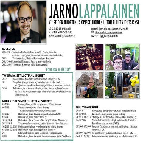 Jarno Lappalainen - Ansioluettelo (VINO) | PPT