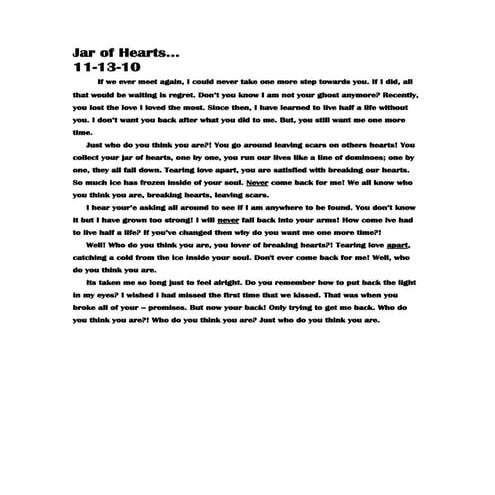 Jar of hearts | DOCX