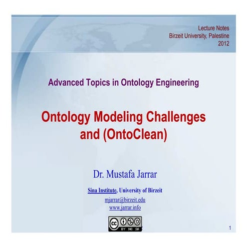 Jarrar.lecture notes.aai.2012s.ontologymodelingchallenges | PDF