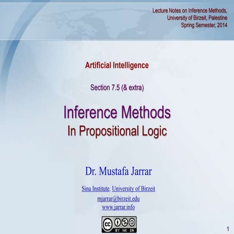 Jarrar: Propositional Logic Inference Methods | PPTX