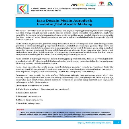 Jasa desain mesin, simulasi dan animasi autodesk inventor, solidwork ...