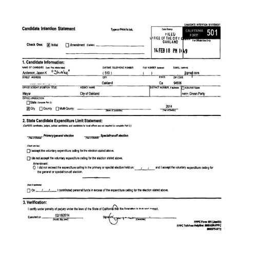 Jason Anderson FPPC Form 501 | PPT